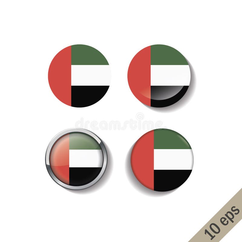 Set of UNITED ARAB EMIRATES Flags Round Badges Stock Illustration ...
