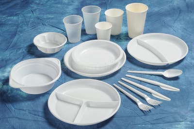 Set of Units of Disposable Tableware Stock Photo - Image of easy, deep ...