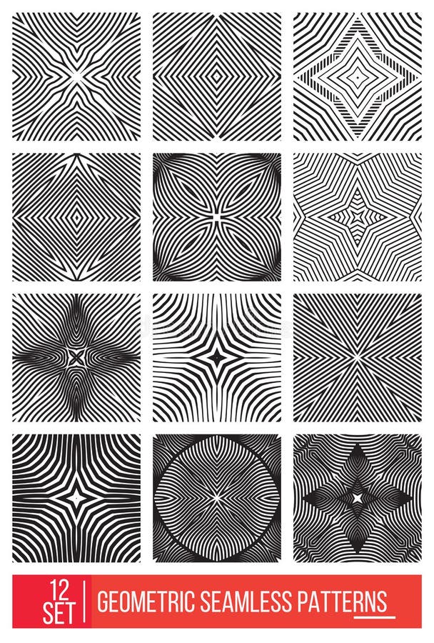 Set of Universal Different Geometric Seamless Patterns, Monochro Stock ...
