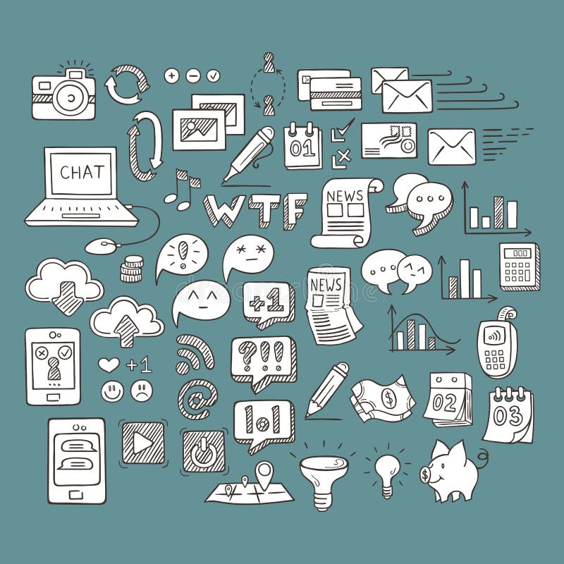 Set of Universal Doodle Icons. Variety of Topics Stock Vector ...