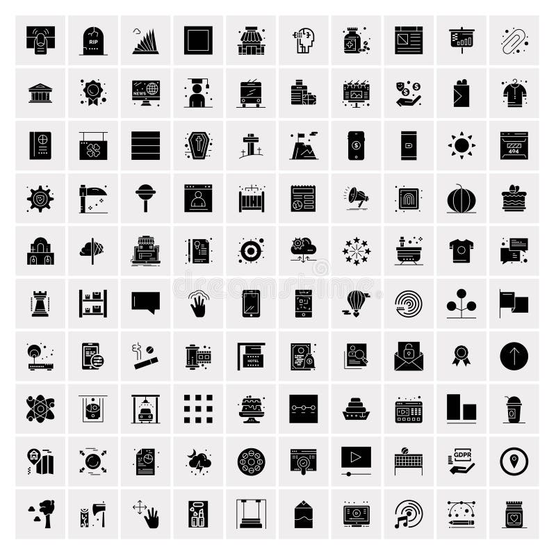 Set of 100 Universal Icons stock vector. Illustration of marketing ...
