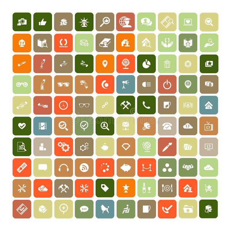 Set of 100 Universal Icons. Business, Internet, Web Design. Editorial ...