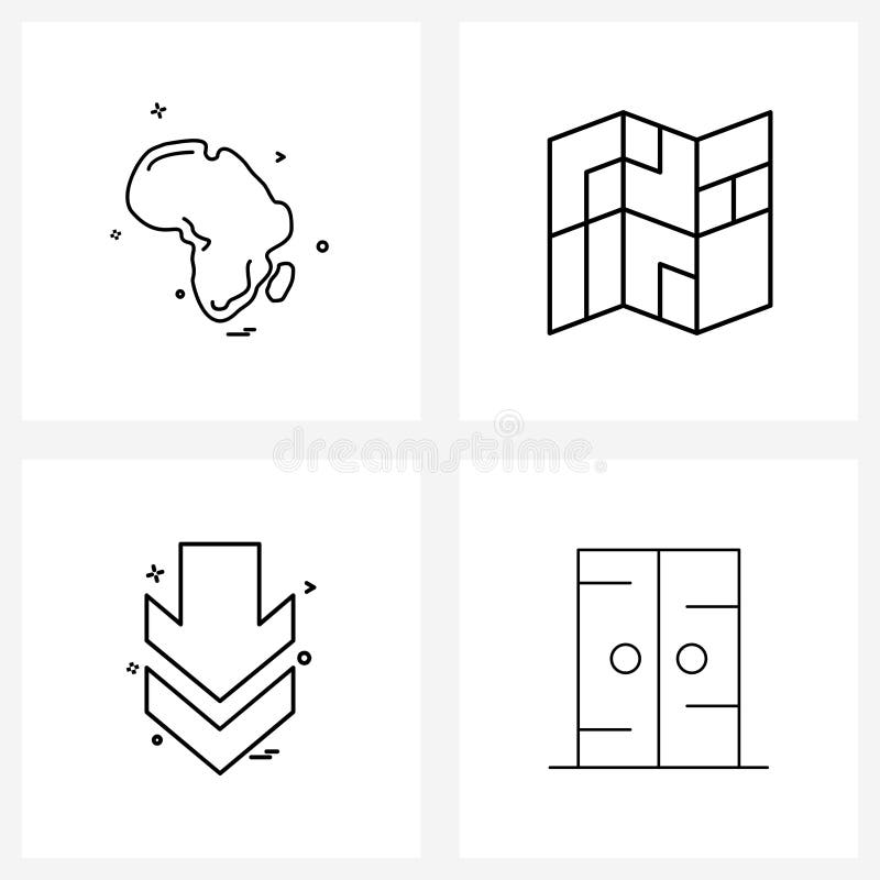 Set of 4 Universal Line Icons of Earth; Direction; World; Navigation ...
