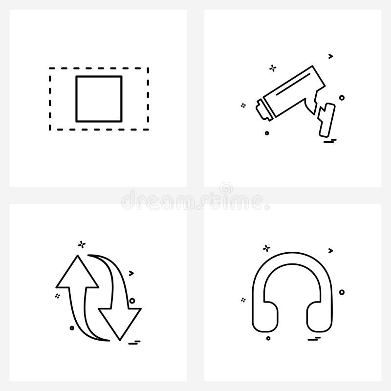 Set of 4 Universal Line Icons of Expand; Arrow; Sign; Security ...