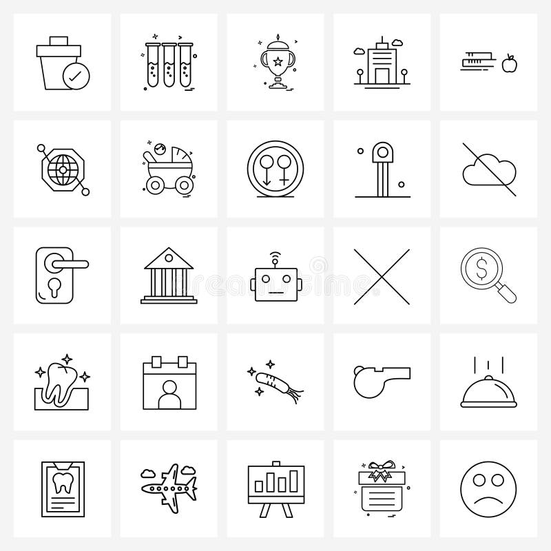 Set of 25 Universal Line Icons of Fruit, Scene, Trophy, Tree, Cloud ...