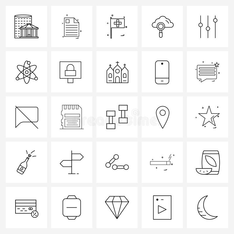 Set of 25 Universal Line Icons of Panel, Control, Flag, Cloud Global ...