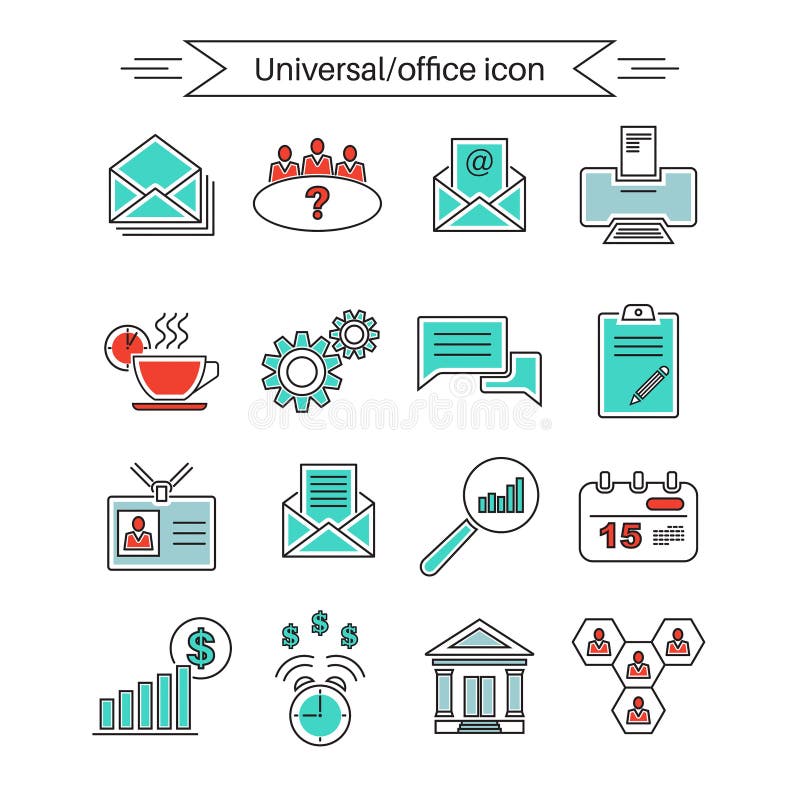 Set of Universal Office and Organizational Icons Stock Vector ...