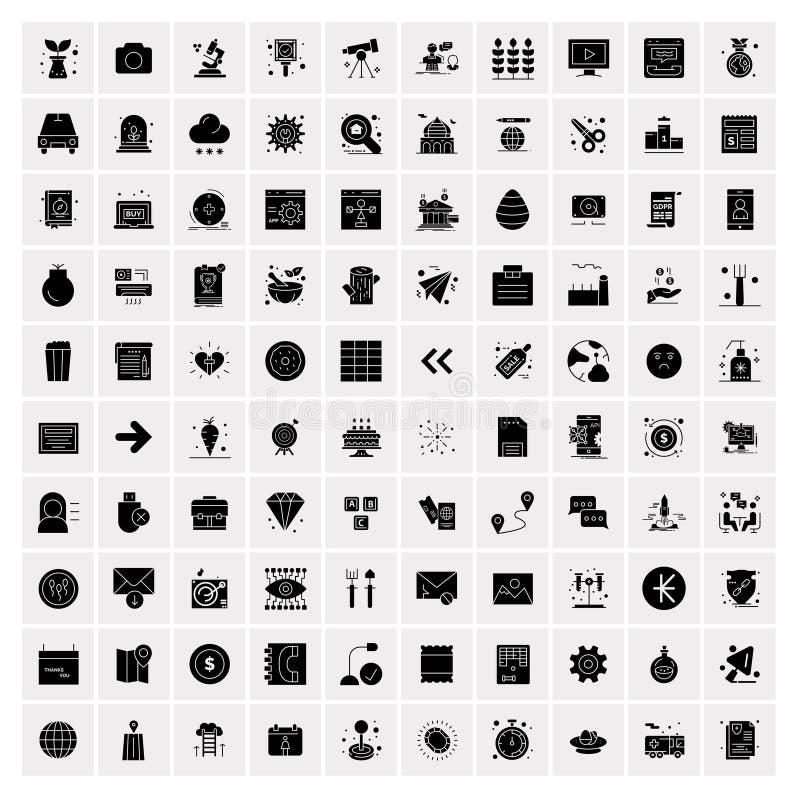 Set of 100 Universal Solid Icons Stock Vector - Illustration of ...
