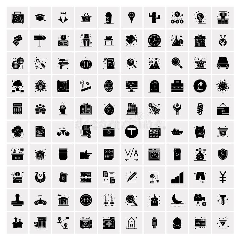 Set of 100 Universal Solid Icons Stock Vector - Illustration of ...