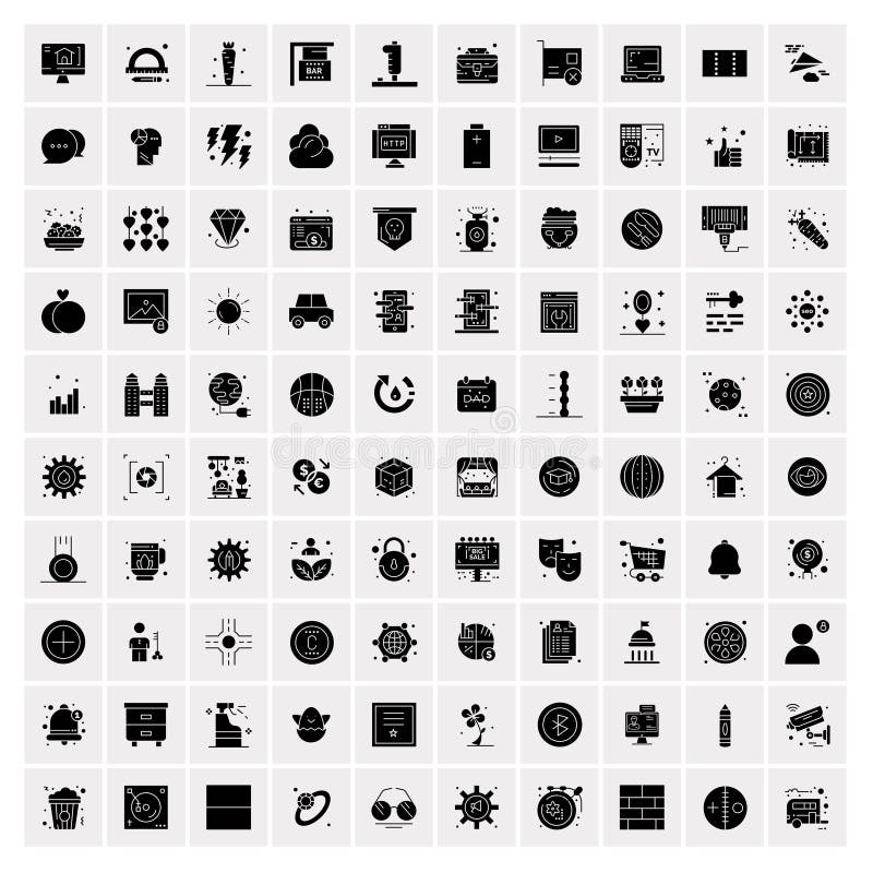 Set of 100 Universal Solid Icons Stock Vector - Illustration of easter ...