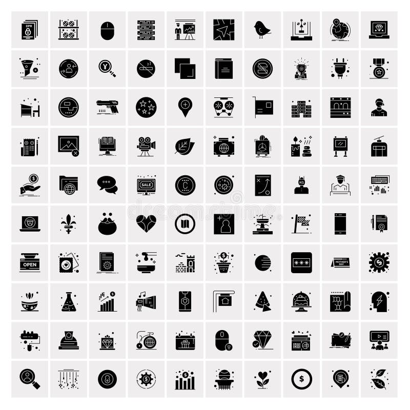 Set of 100 Universal Solid Icons Stock Vector - Illustration of ...