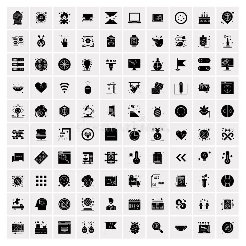Set of 100 Universal Solid Icons Stock Vector - Illustration of graphic ...