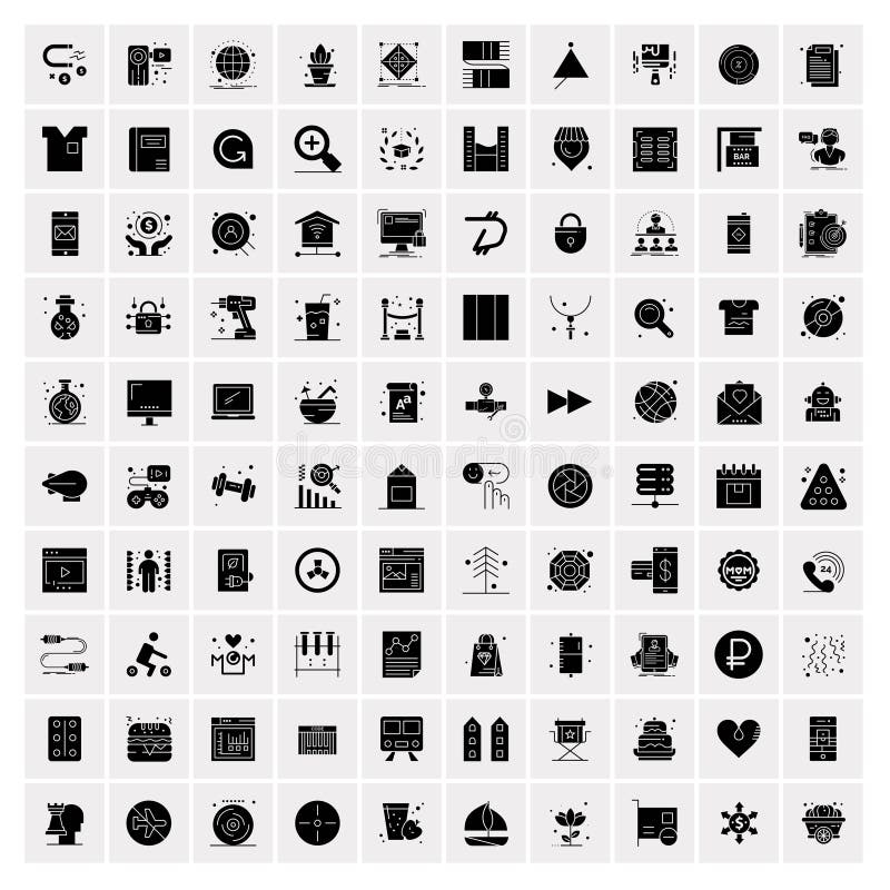 Set of 100 Universal Solid Icons Stock Vector - Illustration of culture ...