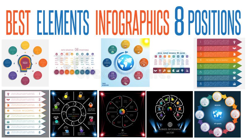 Set 10 Universal Templates Elements Infographics for 8 Positions Stock ...