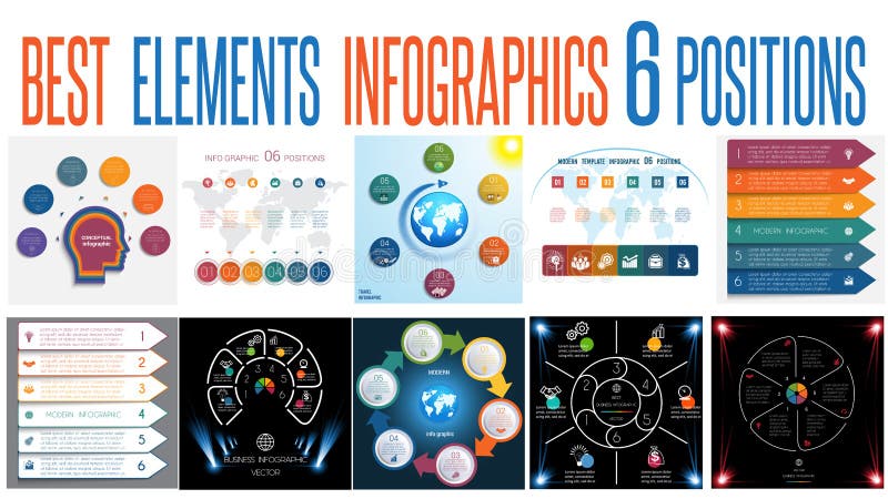 Set 10 Universal Templates Elements Infographics for 6 Positions Stock ...
