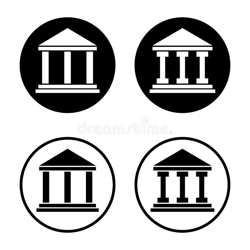 Set of University Architecture Icon, Museum Roman Symbol, Flat Design ...