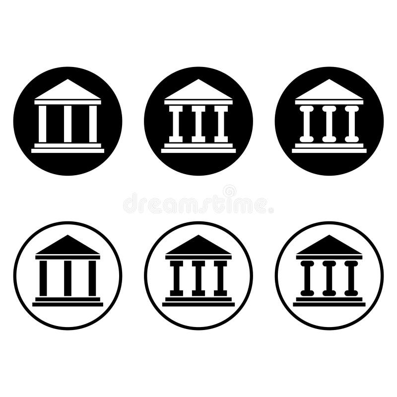 Set of University Architecture Icon, Museum Roman Symbol, Flat Design ...