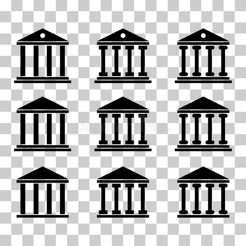 Set of University Architecture Icon, Museum Roman Symbol, Flat Design ...