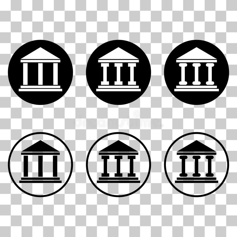 Set of University Architecture Icon, Museum Roman Symbol, Flat Design ...