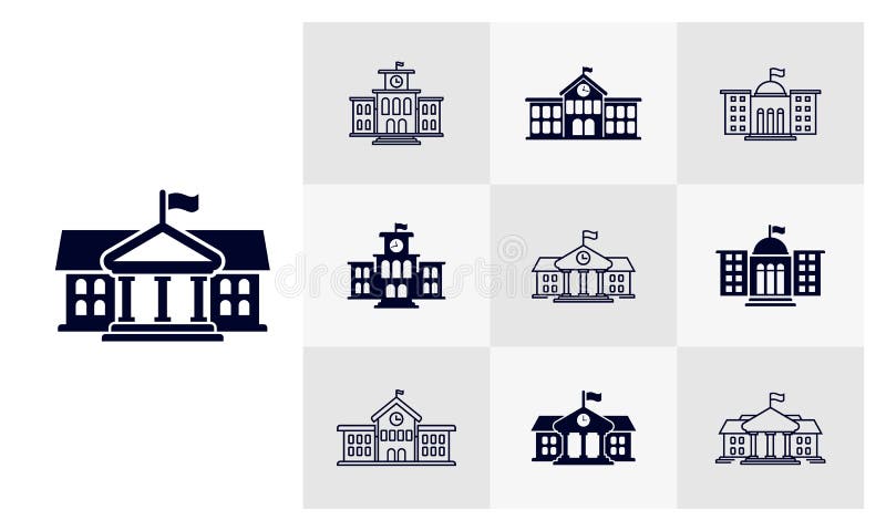 Set of University Building Icon Logo Vector Template, Education Icon ...