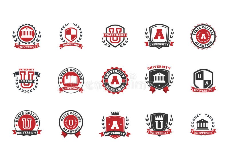 Set of University Logo Element Icons. Vector Illustration Decorative ...