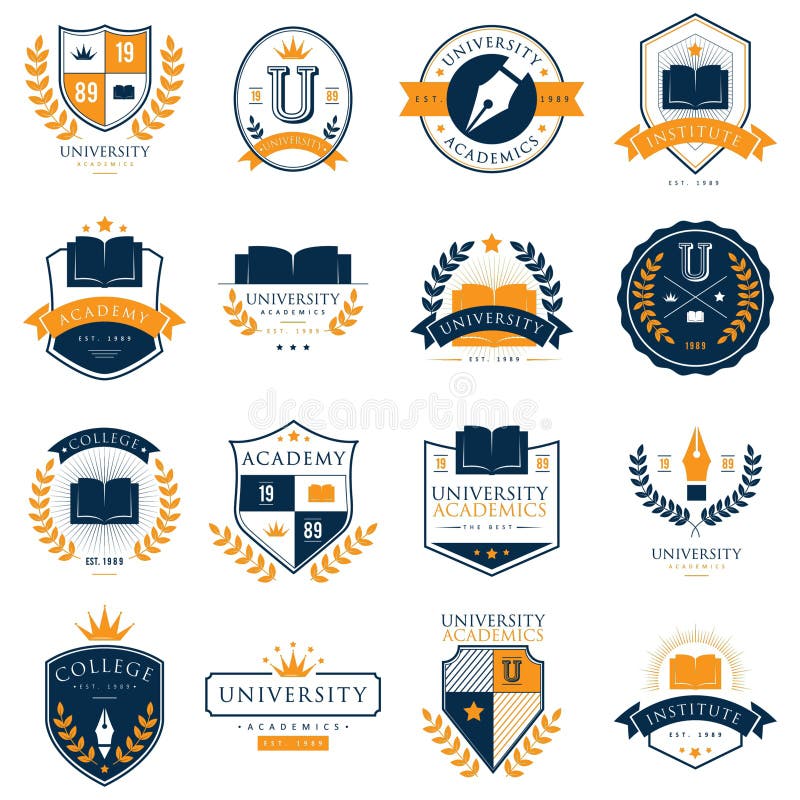Set of University Logo Elements. Vector Illustration Decorative Design ...