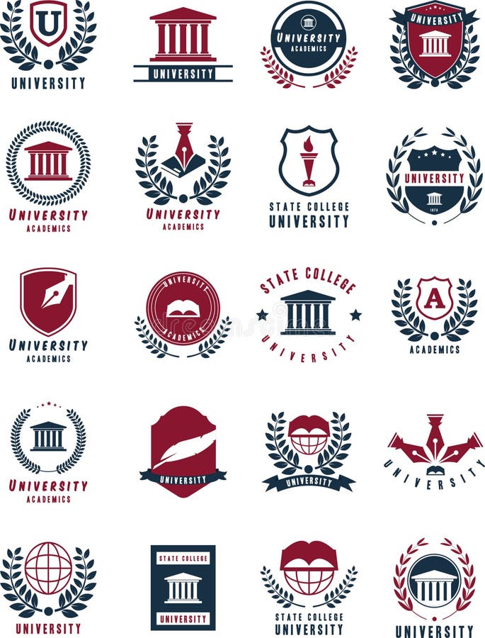 Set of University Logo Elements. Vector Illustration Decorative Design ...