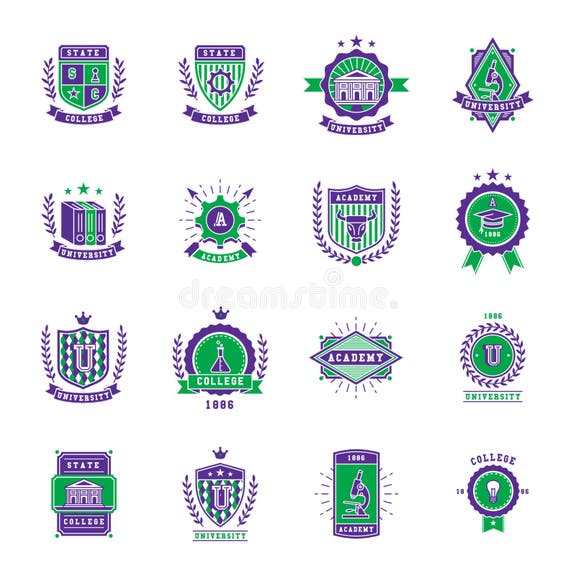Set of University Logo Elements. Vector Illustration Decorative Design ...