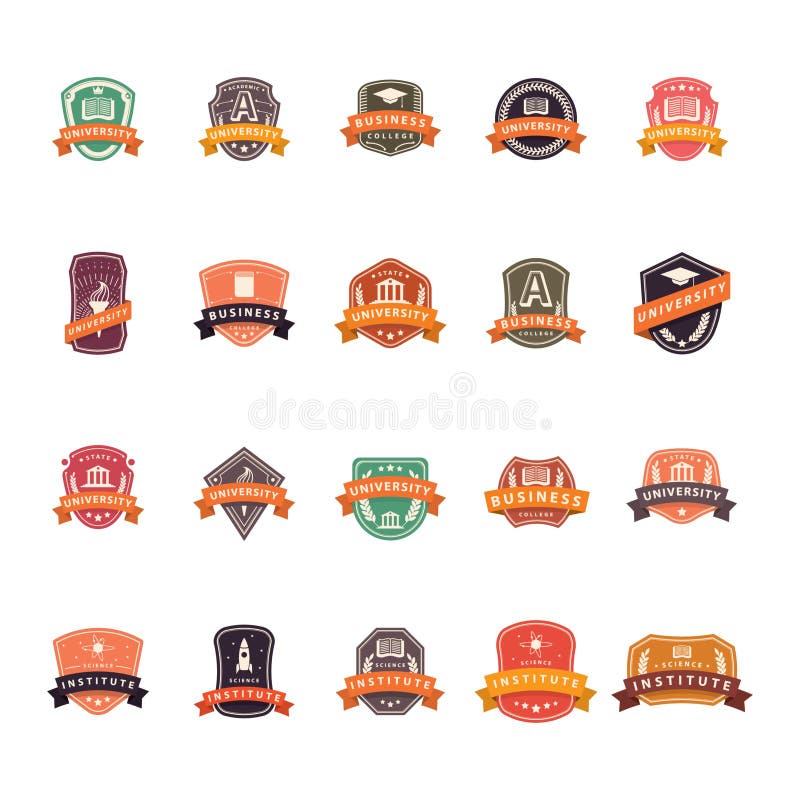 Set of University Logo Elements. Vector Illustration Decorative Design ...