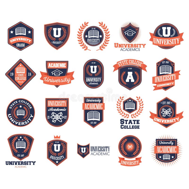 Set of University Logo Elements. Vector Illustration Decorative Design ...