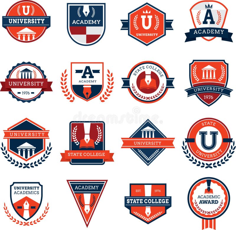 Set of University Logo Elements. Vector Illustration Decorative Design ...