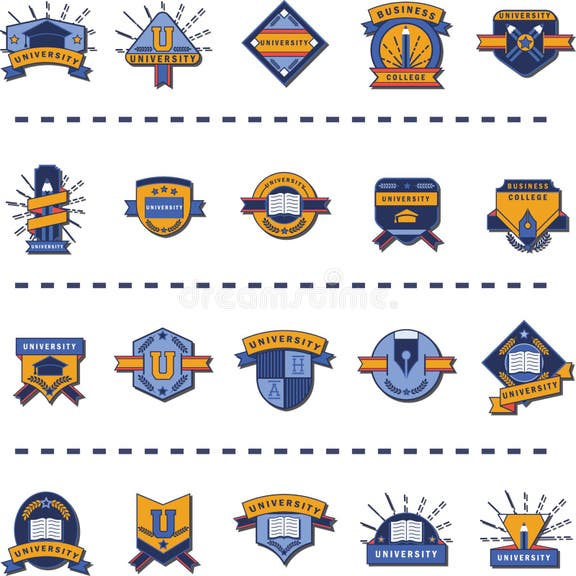 Set of University Logo Elements. Vector Illustration Decorative Design ...
