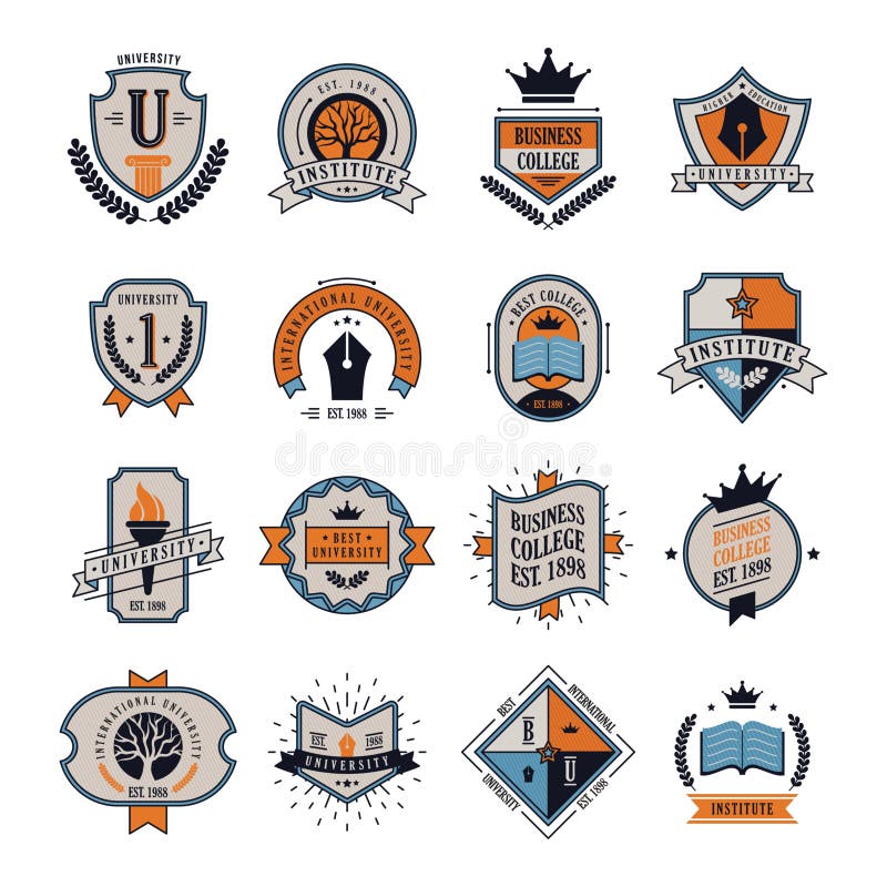 Set of University Logo Elements. Vector Illustration Decorative Design ...