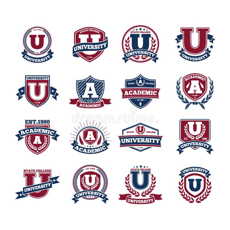 Set of University Logo Elements. Vector Illustration Decorative Design ...