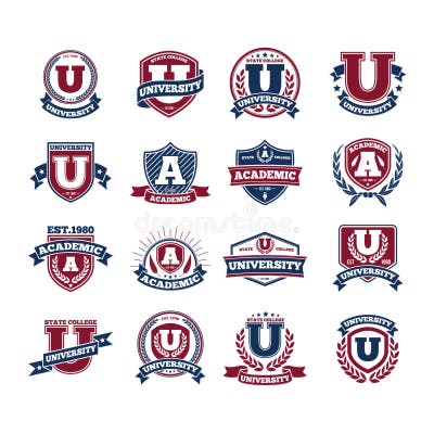 Set of University Logo Elements. Vector Illustration Decorative Design ...