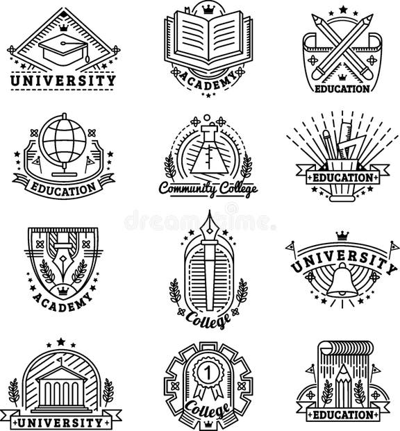 Set of University Logo Elements. Vector Illustration Decorative Design ...