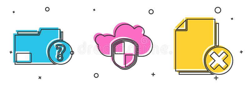 Set Add New Folder, Cloud Download and Document Folder with Clock. White Square Button Stock ...