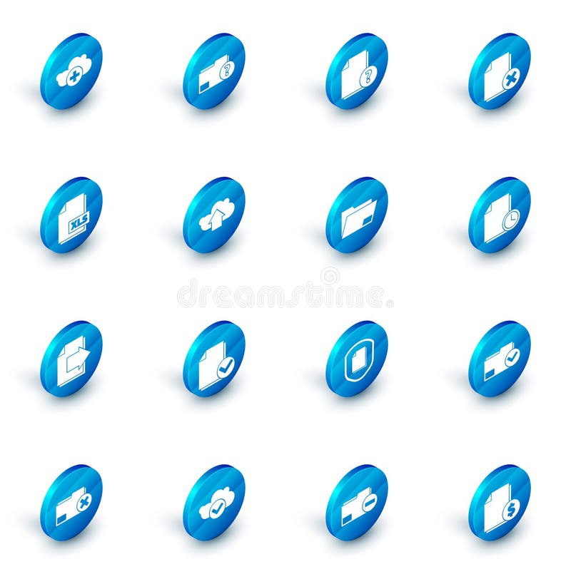 Set Unknown Document Folder, Delete File, XLS, Next Page Arrow, Cloud Upload, Document with ...