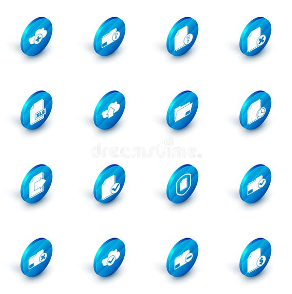 Set Unknown Document Folder, Delete File, XLS, Next Page Arrow, Cloud Upload, Document with ...