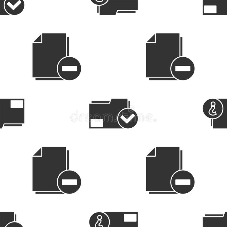 Set Unknown Document Folder, Document Folder and Check Mark and Document with Minus on Seamless ...