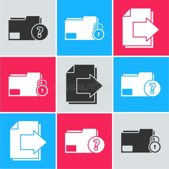 Set Unknown Document Folder, Folder and Lock and Next Page Arrow Icon. Vector Stock Vector ...