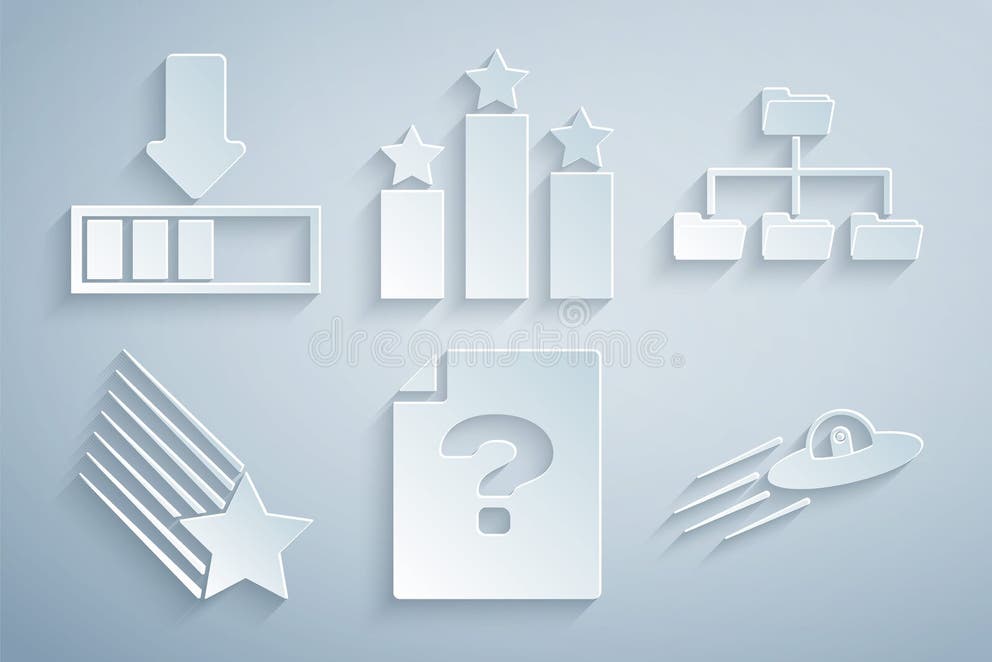Set Unknown Document, Folder Tree, Falling Star, UFO Flying Spaceship and Alien, Ranking and ...