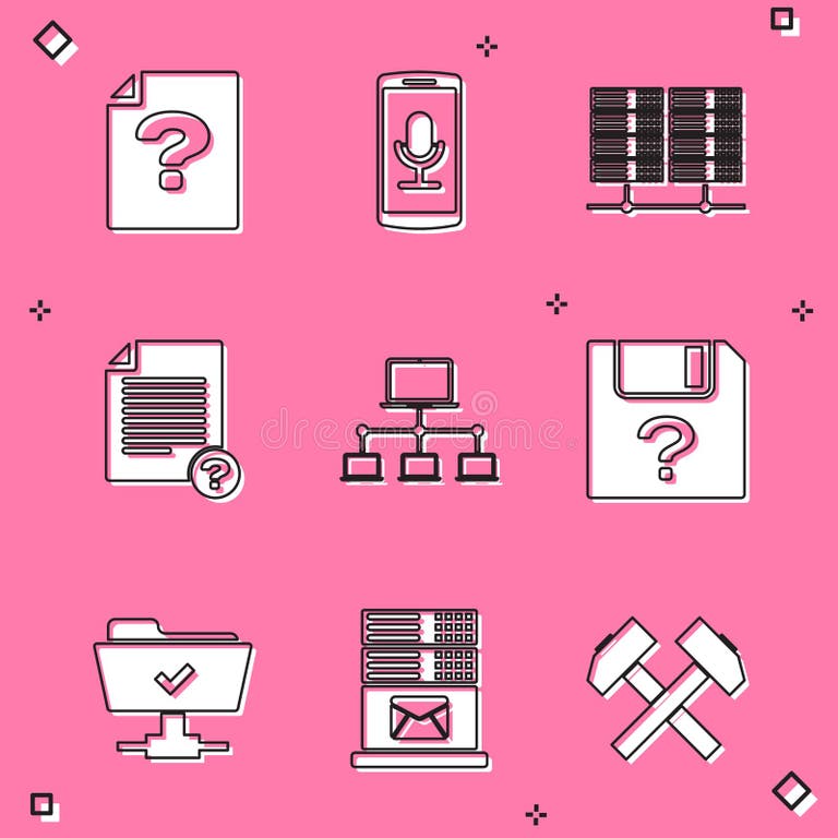 Set Unknown Document, Mobile Recording, Server, Data, Web Hosting, , Computer Network and Icon ...