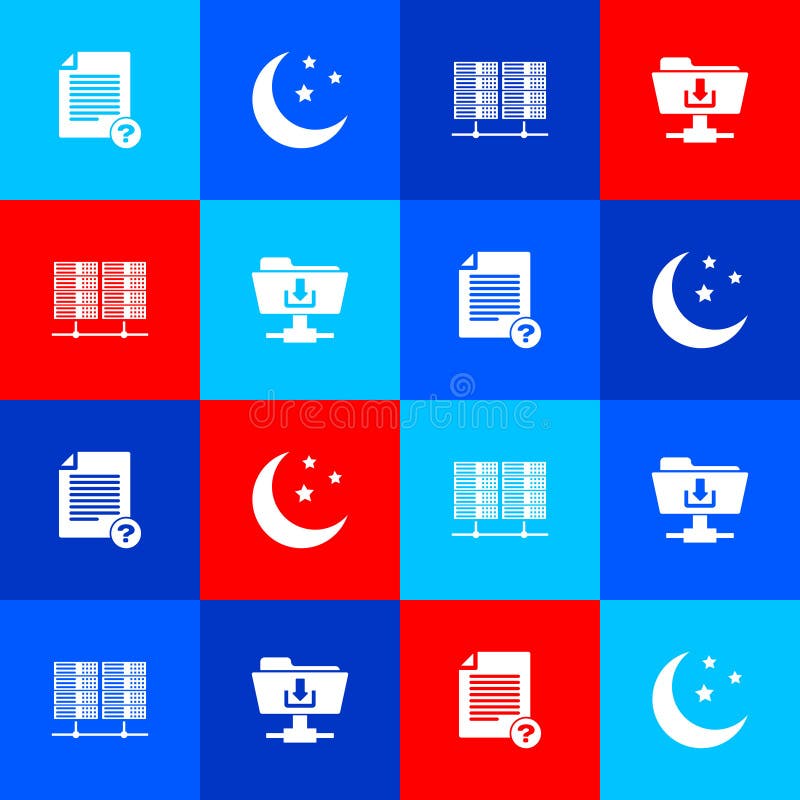 Set Unknown Document, Moon and Stars, Server, Data, Web Hosting and FTP Folder Download Icon ...