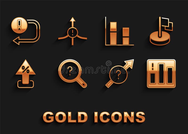 Set Unknown Search, Flag, Pie Chart Infographic, Arrow, Percent Up ...