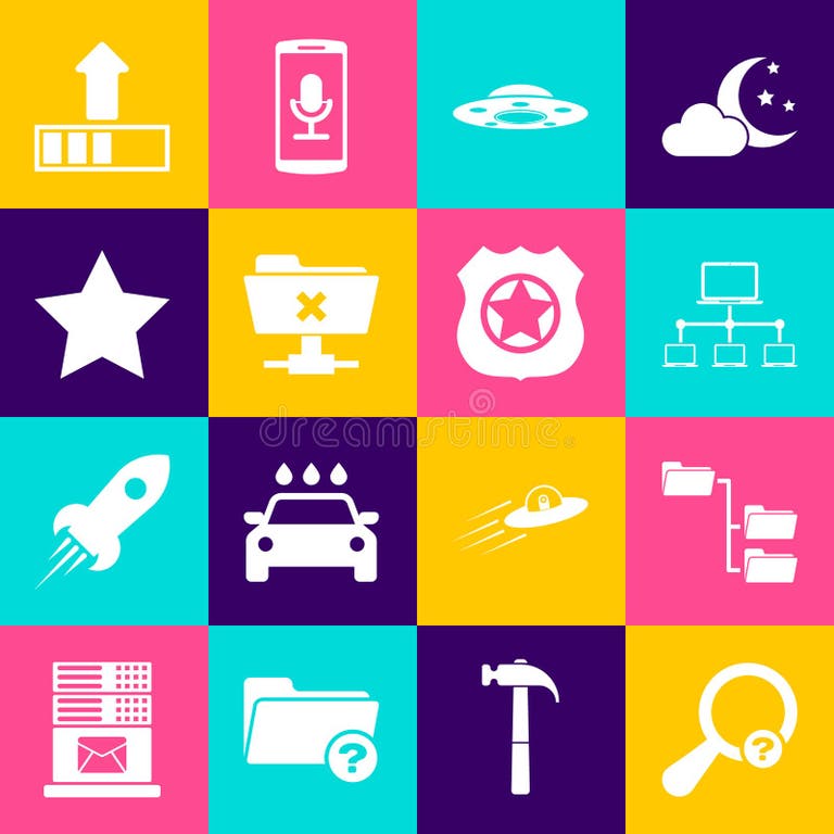 Set Unknown Search, Folder Tree, Computer Network, UFO Flying Spaceship, FTP Cancel Operation ...