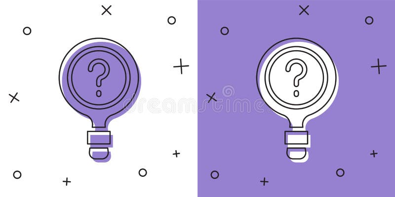 Set Unknown Search Icon Isolated on White and Purple Background ...