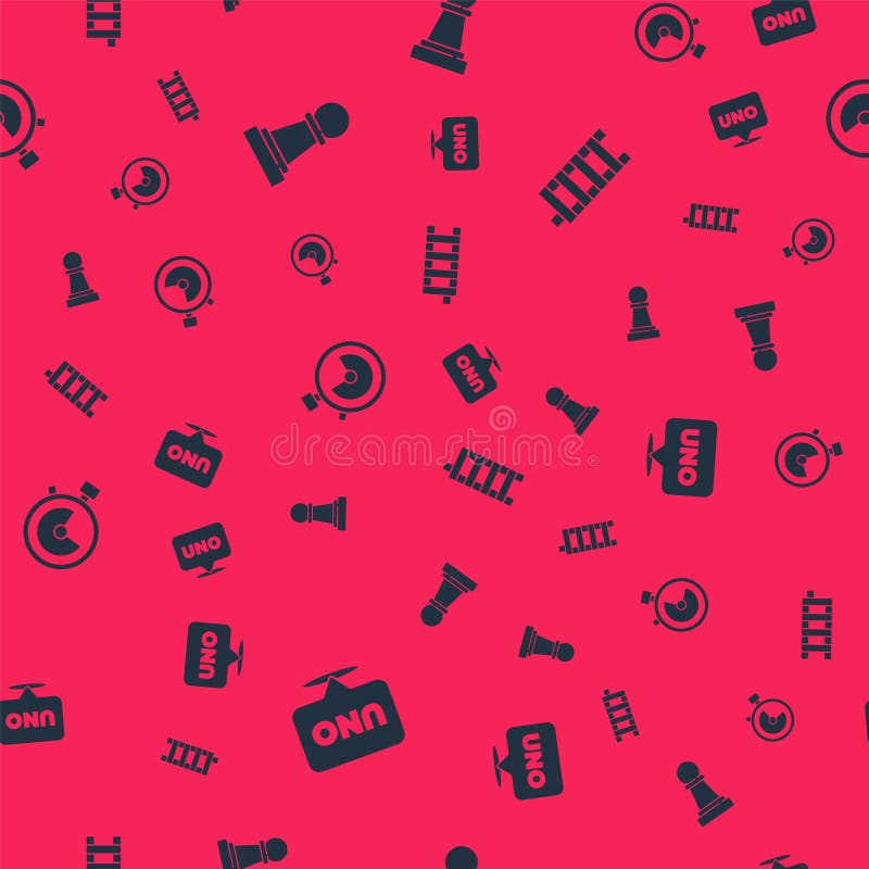 Set Uno Card Game, Chess, Stopwatch and Mahjong Pieces on Seamless ...