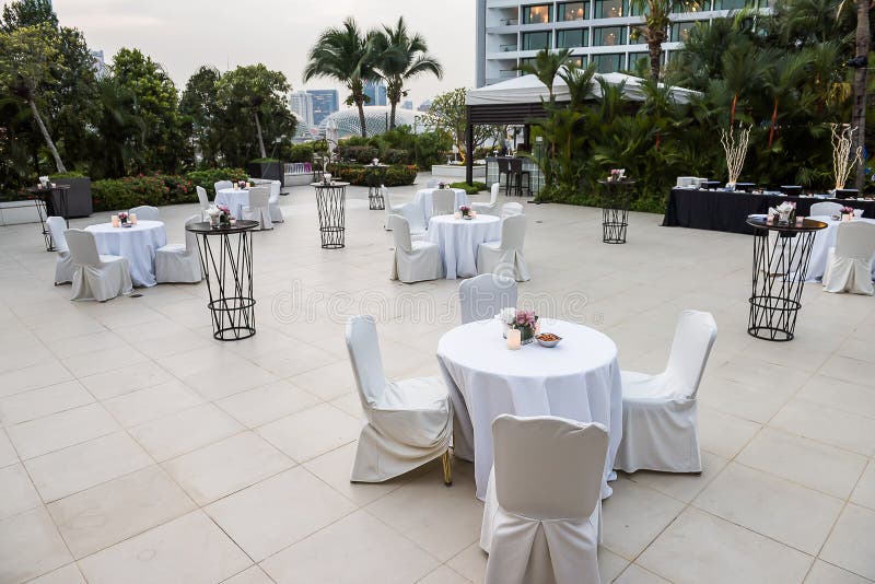 Set Up for Cocktail Reception Stock Photo - Image of restaurant, white ...