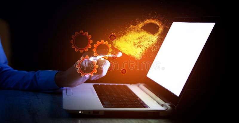 Set Up Cyber Security Technology Protection Concept Stock Image - Image ...